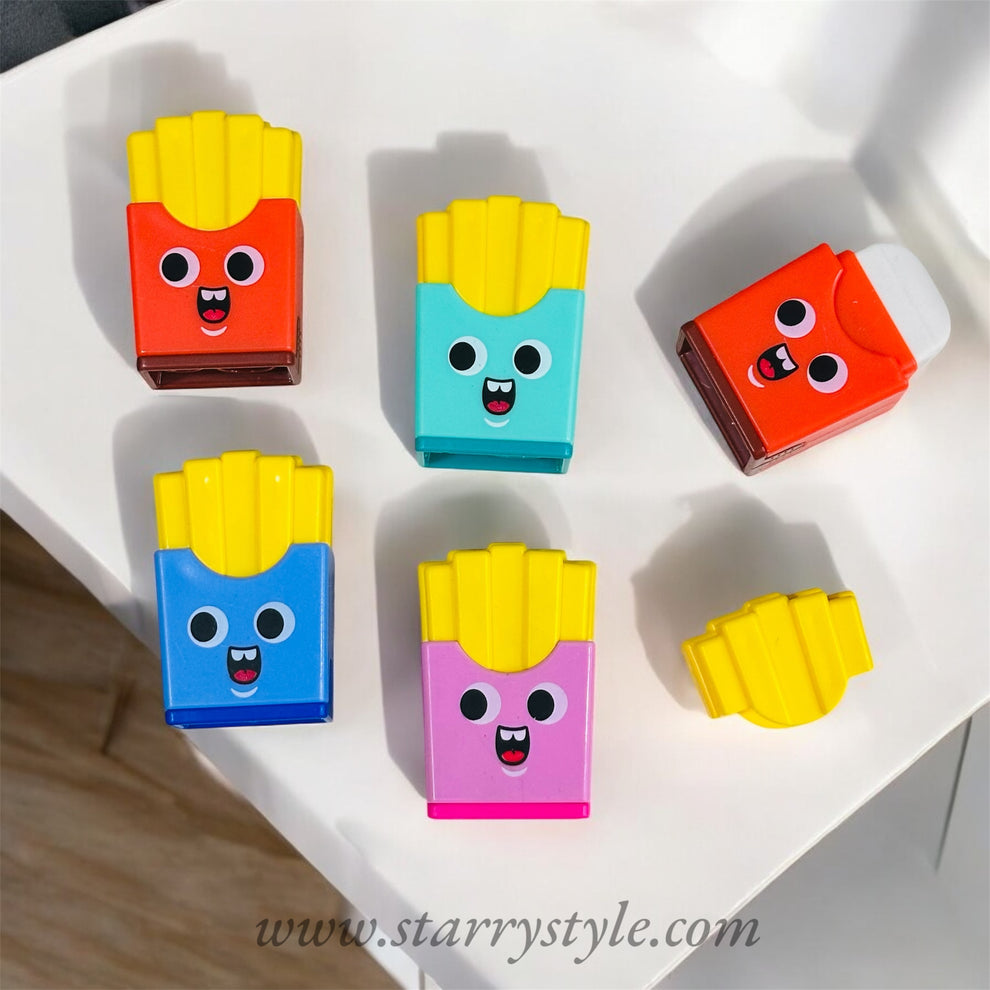 French Fries Eraser Plus Sharpener| Premium Quality – Pink Bubble