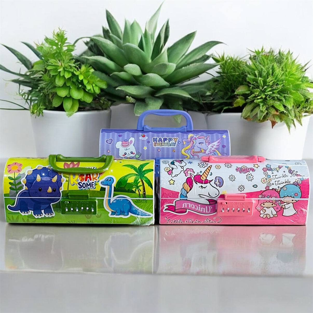 Lock Pencil Box – Pink Bubble