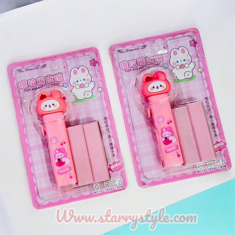 Teddy Push And Pull Eraser – Pink Bubble
