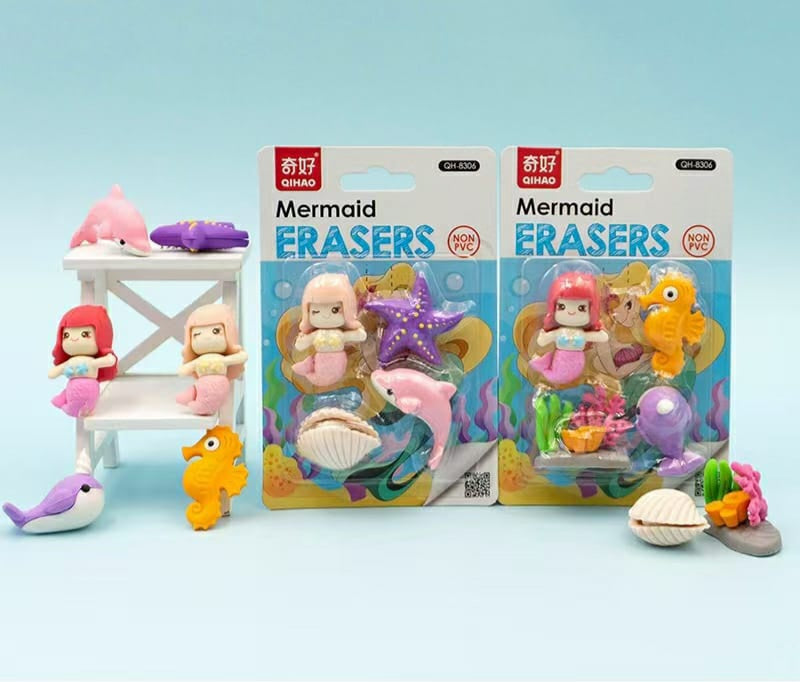 Mermaid card eraser – Pink Bubble